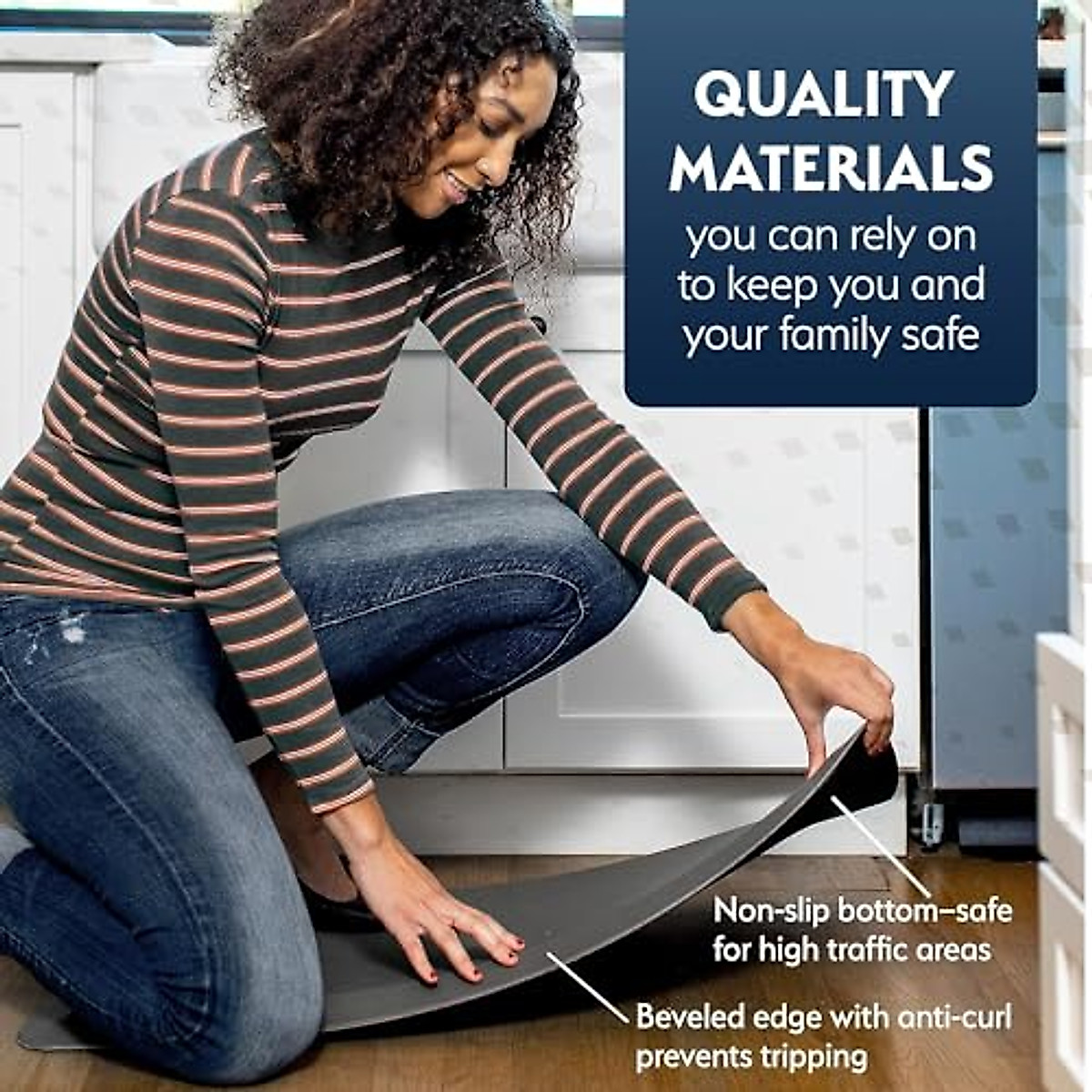 Sky Solutions Anti Fatigue Floor Mat - 3/4" Thick Cushioned Kitchen Rug, Standing Desk Mat - Comfort at Home, Office, Garage - Non Slip, Durable and Stain Resistant (24" x 70", Gray)