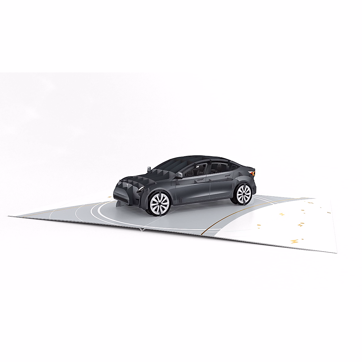 WOWPAPERART Pop Up 3D Greeting Card for Tesla Model 3 New Owners - Love, Birthday, Christmas, Congratulations, Surprise - Blank Insert Personalized Message - 5x7 Inches (3 - Silver - 19" - aB)