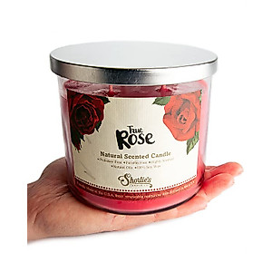 True Rose Highly Scented Natural 3 Wick Candle, Essential Fragrance Oils, 100% Soy, Phthalate & Paraben Free, Clean Burning, 14.5 Oz.