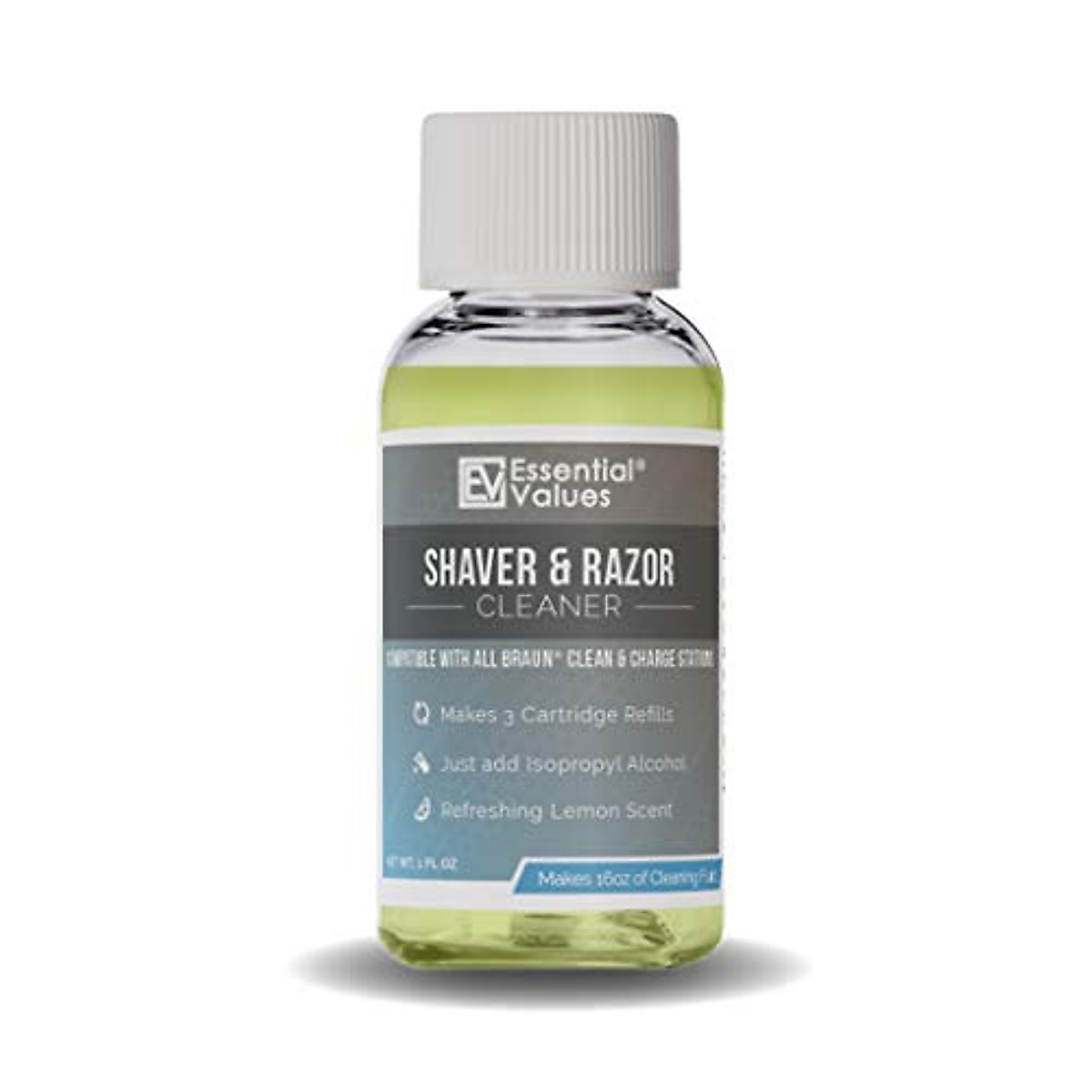 Electric Shaver Cleaning Solution - Compatible with Braun Clean & Renew Refill Cartridges - 3 Bottles, Makes 9 Refills - Made in USA