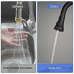 iFealClear Pull Down Spray Head 3 Modes for Kitchen Faucet, Kitchen Sink Faucet Aerator Sprayer Nozzle, Faucet Head Replacement Compatible with Moen, Delta, Kohler, 12 Adapters, Oil Rubbed Bronze