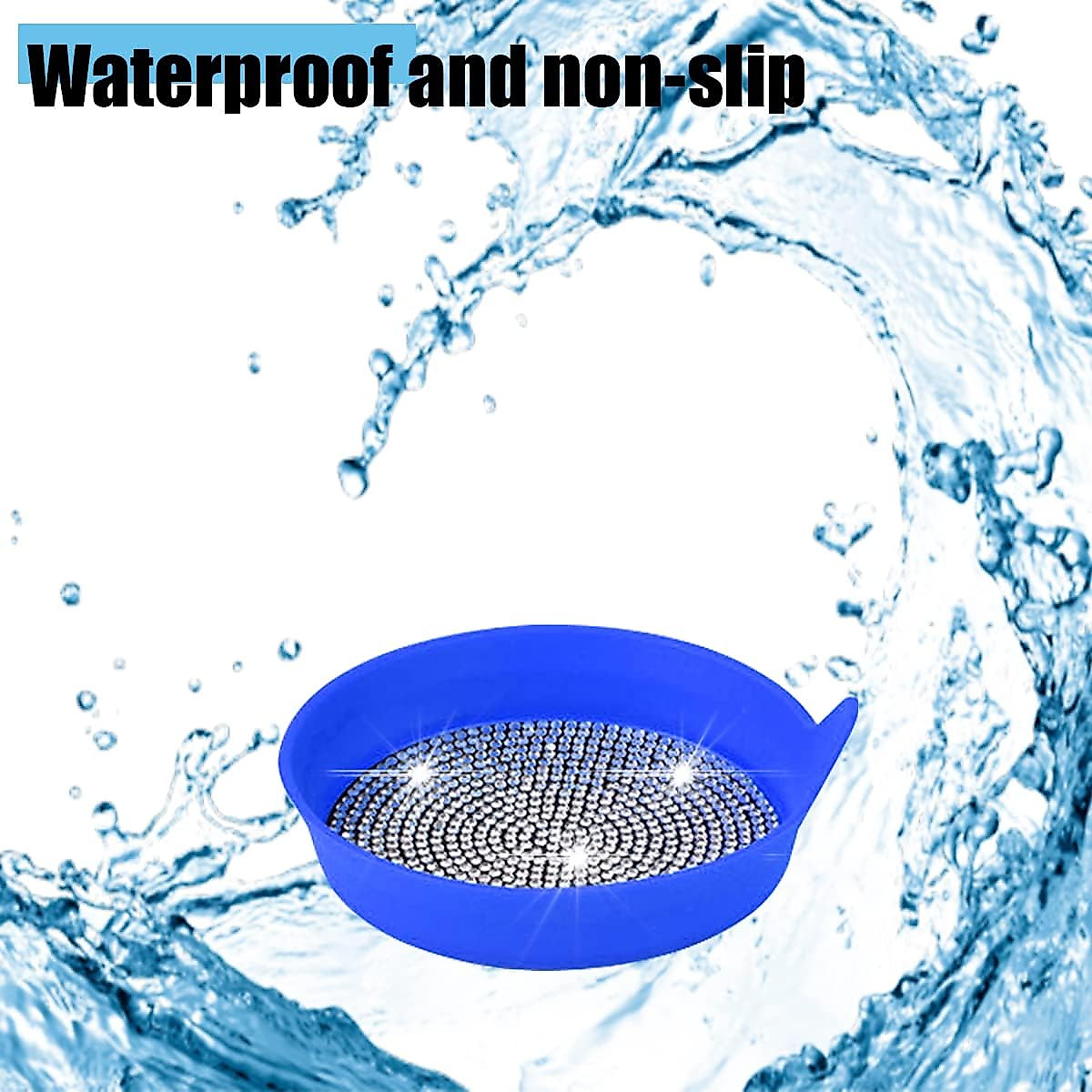 zipelo Bling Car Cup Coaster, 2 Pack Universal Vehicle Anti-Slip Cup Holder Insert Coasters, Crystal Rhinestone Silicone Shockproof Drink Mat, Car Interior Accessories (Blue/White Crystal)