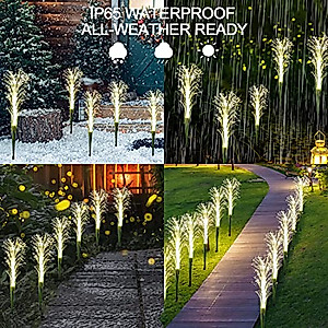 AOLIY Solar Garden Flower Lights, 2 Pack Reed Outdoor LED Waterproof Garden Stake Lights Path Decorative for Patio Yard Pathway Landscape Enlarged Solar Panel.(Warm White)