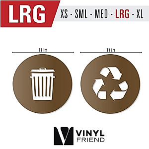 Vinyl Friend Recycle and Trash Sticker Logo Style Symbol to Organize Trash cans or Garbage containers and Bins - Contour Cut Decal Sticker (Copper, Large)