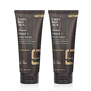 Every Man Jack Recovery Beard + Face Lotion for Men - with a Warm Sandalwood Scent 3.2 oz