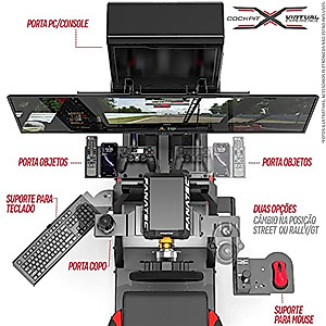 Extreme Simracing Racing Simulator Cockpit With All Accessories (Black/Red) - VIRTUAL EXPERIENCE V 3.0 Racing Simulator For Logitech G27, G29, G920, G923, SIMAGIC, Thrustmaster And Fanatec