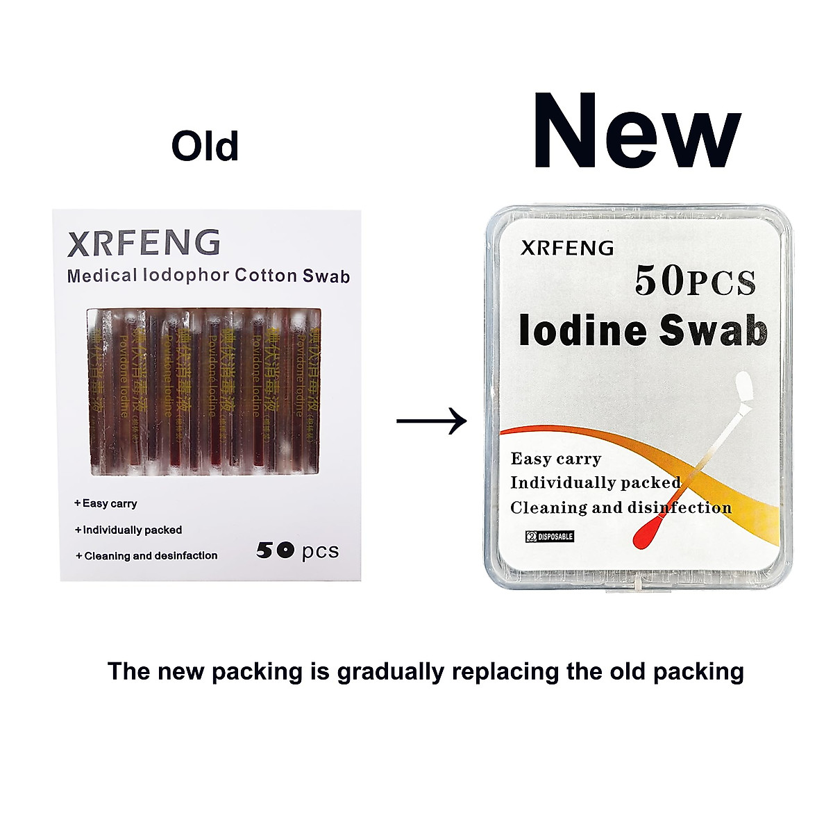 50 PCS Disposable Iodine Swab Portable Medical Swabs Outdoor Supplies Care Nasal