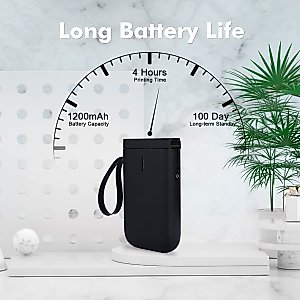 YuLinca Label Maker D11 with Tape, Wireless Bluetooth Portable Sticker Labels Printer 10-15mm Label Width Compatible with iOS & Android for Home & Office (Black)