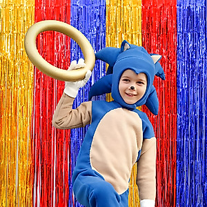 LOLStar Paw Birthday Decorations,2 Pack Gold Red and Blue Birthday Party Supplies 3.3 x 6.6ft Tinsel Foil Fringe Curtains Photo Booth Props Backdrop Streamers, House Doorway Room Decor for Kids