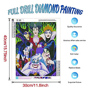 DIY 5D Diamond Painting by Numbers Kits for Adults,16"X12" DIY Paintings Crystal Rhinestone Diamond Embroidery Full Drill Cross Stitch Kit Pictures Arts Craft for Home Decor (Witch, 16"X12")