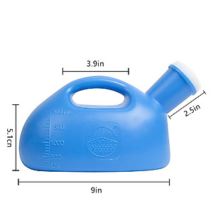 Portable Urinal for Women & Men, OOCOME Urinal Bottle Spill Proof Bedside Urinals 2000ml Travel Camping Urinal Toilet Pee Bottle with Long Hose (Blue)