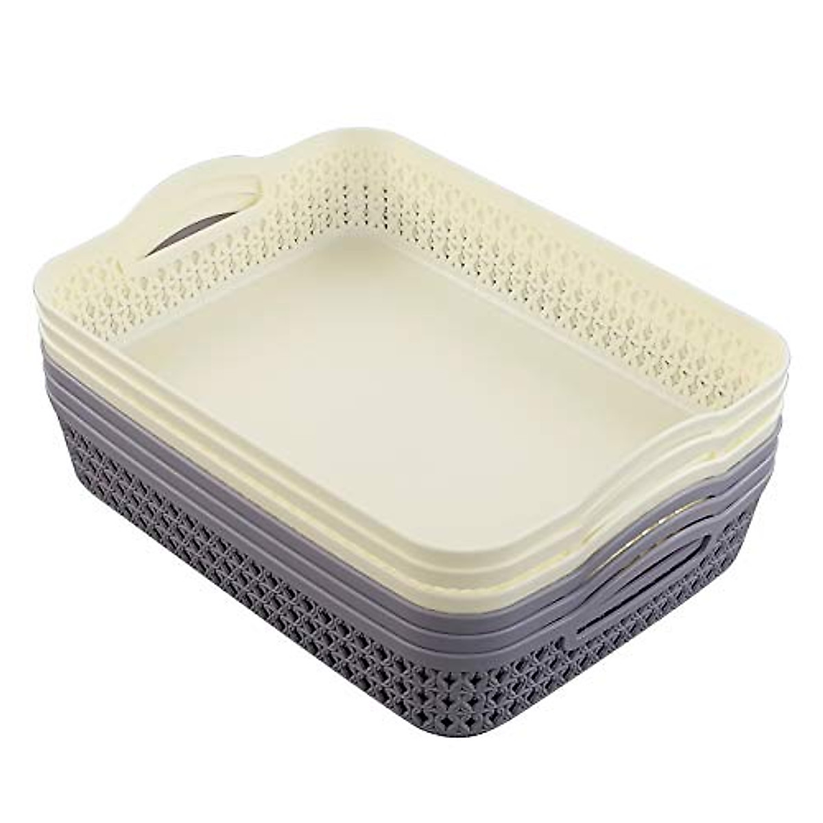 Qqbine 6-Pack Storage Baskets, Desktop Organizing Baskets Tray