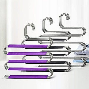 IULJH 5 Layer Stainless Steel Hollow S Shape Multifunctional Pants Rack Scarf Belt Storage Rack Super Space Saving ( Color : White-Fruit peach5 , Size : 34*38cm )