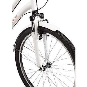 Schwinn Regioneer Womens Hybrid Comfort Bike, 26-Inch Wheels, 7 Speed, 16.5-Inch Steel Frame, Alloy Linear Brakes, White