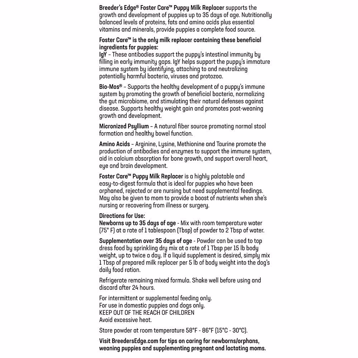 Revival Animal Health Breeder's Edge Foster Care Canine- Powdered Milk Replacer- for Puppies & Dogs- 4.5 Lb