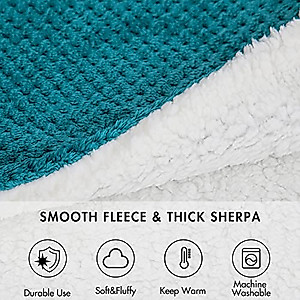 MIULEE Sherpa Fleece Blanket - Fuzzy, Super Soft Throw Blankets for Couch - Thick Fluffy Warm Blankets Perfect for Bed, Sofa, Adults - Cozy Plush Winter Plush Throws(Teal, 50" x 60")
