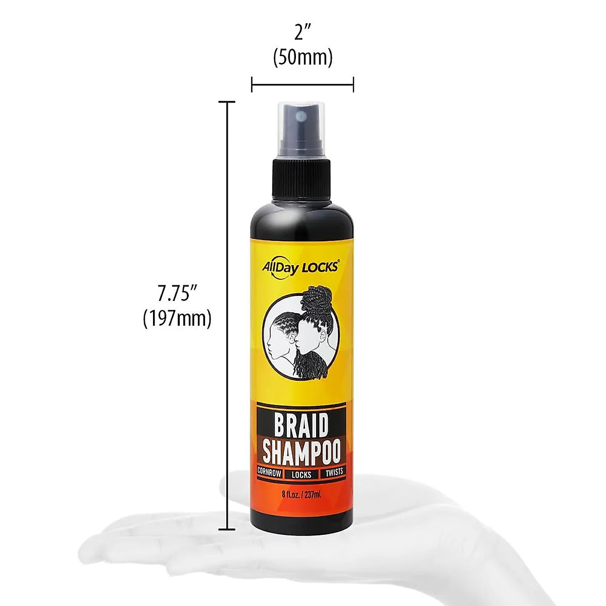 AllDay Locks Rinse-Free Shampoo | Cleansing, Refreshing Formula | Eliminates Itchiness, Dryness | For Locs, Braids, Twists, Weaves | 8 oz