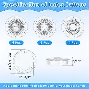 Dreyoo 4 Pack Faucet Index Buttons, Compatible with Gerber 94-445 94-446 94-447 Faucet Handles Button, Bathroom Sink Knobs Hot, Cold, Diverter Index Buttons, Acrylic, Clear