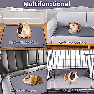 BNOSDM Guinea Pig Cage Liner Set Large Washable Hamster Fleece Bedding 55.1" x 39.3" Reusable Bunny Pee Pads with Garbage Bag Super Absorbent Small Animals Mats for Rabbits Chinchilla Hedgehog