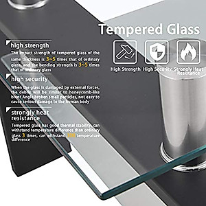 IANIYA Coffee Table with Metal Tube Legs, Glass and Rectangle End Table for Livingroom (Black)