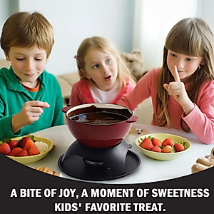 Artestia 11-Piece Cast Iron Fondue Set with Adjustable Burner 6 Colored Forks, 5-Cup Red Cheese Fondue Pot, Perfect for Chocolate, Caramel, Meat, 4-6 Person