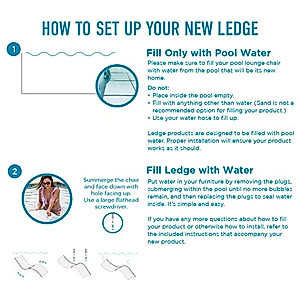Ledge Lounger - Signature Chaise Deep - Inside Pool & Sun Shelf Lounge Chair - Designed for Deep Shelves 10”-15” - Compatible with All Pool Types - Poolside & Sun Deck Tanning - Set of 2 - Dark Blue