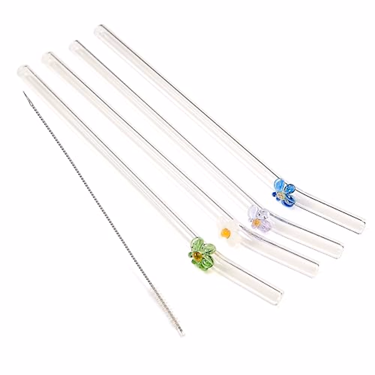 Reusable Glass Straws | 8.2'' X 8mm with Cleaning Brush | Perfect for Smoothies, Milkshakes, Juices ,Teas and Other Cold/Hot Beverages