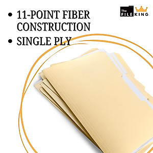 The File King 1/3-Cut Top Tab Manila File Folder - Letter Size | Box of 100 | Made in America | Assorted Tab Positions | 11-Point Fiber | Organize Home & Office Papers