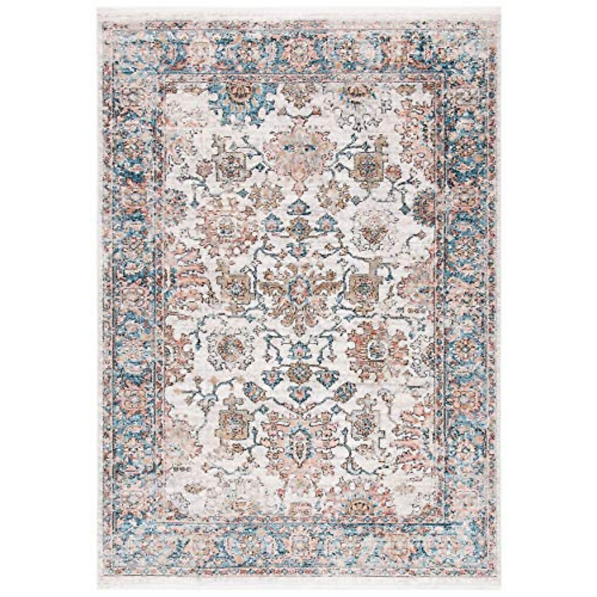 SAFAVIEH Shivan Collection 5'3" x 7'6" Grey/Blue SHV797F Oriental Distressed Non-Shedding Living Room Bedroom Dining Home Office Area Rug