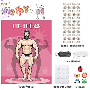 Bridal Shower Bachelorette Party Games, Stickers for 48 Guests Pin The Banana on The Hunk - Funny Hilarious Party Game for Bridal Shower Wedding Engagement Party Games Girls Night