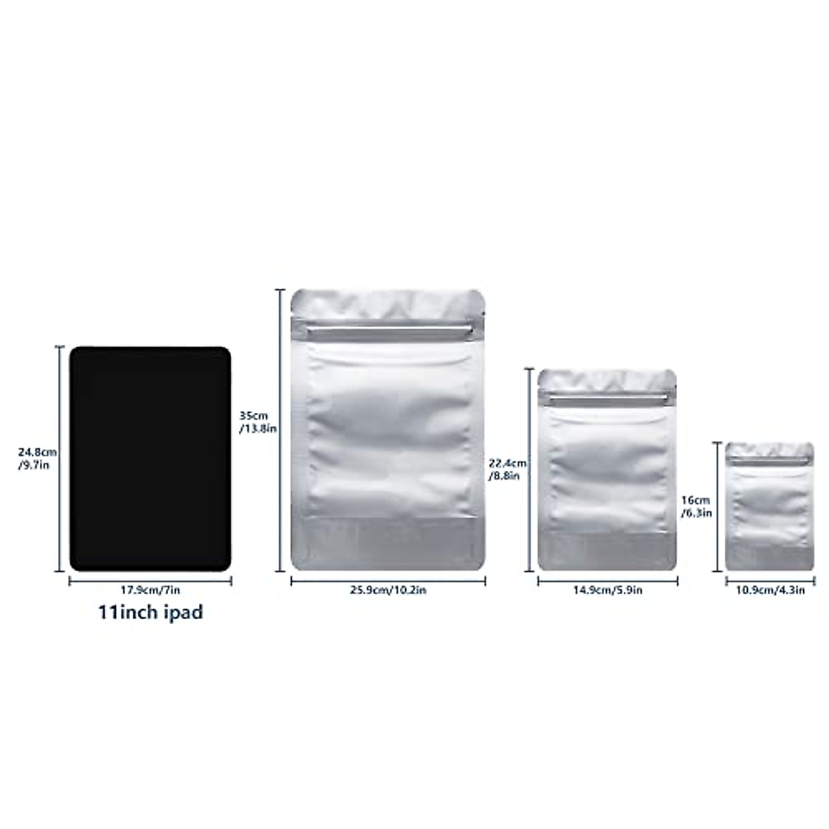 120pcs Resealable Mylar Bags for Food Storage with Oxygen Absorbers 200cc & Labels,1 Gallon×35pcs, 1 Quart×45pcs,1 Pint×40pcs,Ziplock Foil Bags for Long Term Food Storage