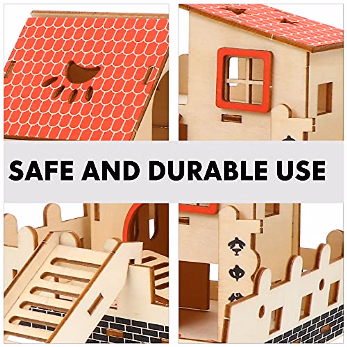 STOBOK 1Pc Wooden Hamster House with Ladders, Hamster Toys Hamster Hideout Hamster Maze Hamster Platform Gerbil Toys Hamster Cage Accessories for Small Animals