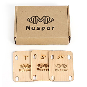 Guitar Neck Shims,3pcs Guitar neck Shim Made of Canada Solid Maple Wooden, For Bolt-on Neck Bolts, Shaped 0.25 0.5, 1 Degree