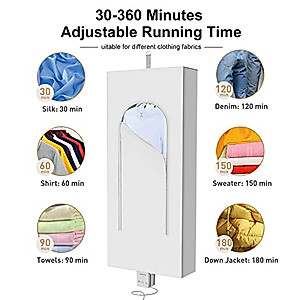 TJ. Clothes Dryer, 110V 600W Portable Dryer with PTC Drying & Intelligent Timer, Electric Clothes Dryer with 11LBS Capacity, Hangable & Foldable, Fast Drying & Low Noise for Apartments RV Travel