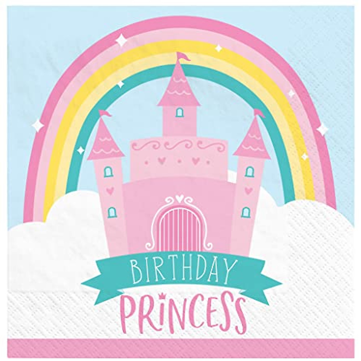 Amscan Princess Castle Birthday Napkins - 5' x 5' | Multicolor | 16 Pcs.