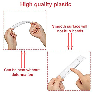 Pletpet 2 Pack 6 inch Clear Plastic Ruler Straight Shatterproof Rulers Transparent Rulers for Student School Office Supply Ruler (Clear)