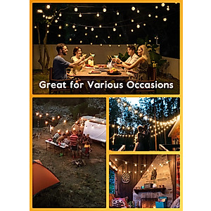 Brightown Led String Lights Outdoor 50Feet G40 Patio Lights with 52 Led Shatterproof Bulbs(2 Spare), Waterproof Led Globe Hanging Lights for Backyard Porch Bistro Balcony Decor, E12 Socket, 2200K