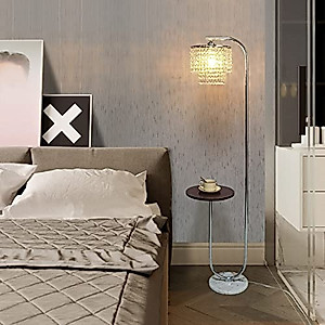 Hsyile Arc Crystal Floor Lamp for Living Room - Marble Base Modern Tall Stand Up Light with Table,Contemporary Over The Couch Chrome Lamp Standing Lamps for Bedroom Office Living Room