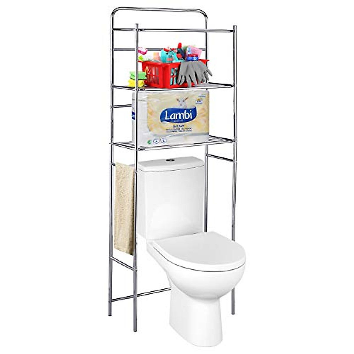 Tatkraft Tanken - Over The Toilet 3-Tier Shelf, Bathroom Space Saving Rack, 23.4 x 10.2 x 59.6 inch.