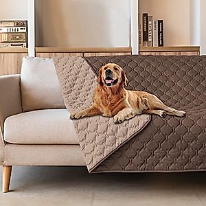 gogobunny 100% Double-Faced Waterproof Dog Bed Cover Pet Blanket Sofa Couch Furniture Protector for Kids Children Dog Cat, Reversible(52x82 Inch (Pack of 1), Dark Chocolate/Light Chocolate)