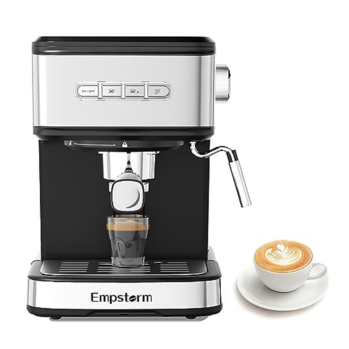Espresso Machine 20 Bar Pump Pressure, Cappuccino Coffee Maker with Milk Foaming Steam Wand for Latte, Mocha, Cappuccino, with 2 in 1 Powder and Capsule Portafilter, Removable 1.5L Water Tank