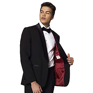 Opposuits Men's Formal Outfit - Premium Tuxedo Suit - Slim Fit - Black - includes Blazer, Pants and Bow Tie