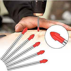 QLOUNI 10Pcs Multi-Material Drill Bits Set, Cemented Carbide Masonry Drill Bits for Glass, Plastic, Tile, Concrete, Brick, Wall, Wood and Brick Wall (6mm)