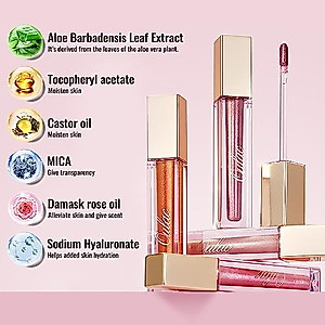 Oulac Shine Orange Liquid Lipstick for Women-Lip Plumper Lip Gloss for Dry Lip Care, Lightweight Soft and Hydrating Lip Tint Stain with Vitamin E & Rose Oil Vegan & Cruelty-Free, S06