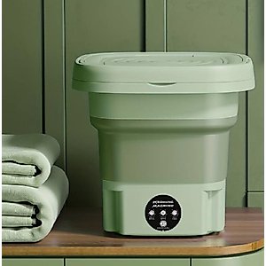 Compact 8 lb Portable Washing Machine for Apartments - Quick Laundry Solution with Timer and Multiple Wash Modes (Green)