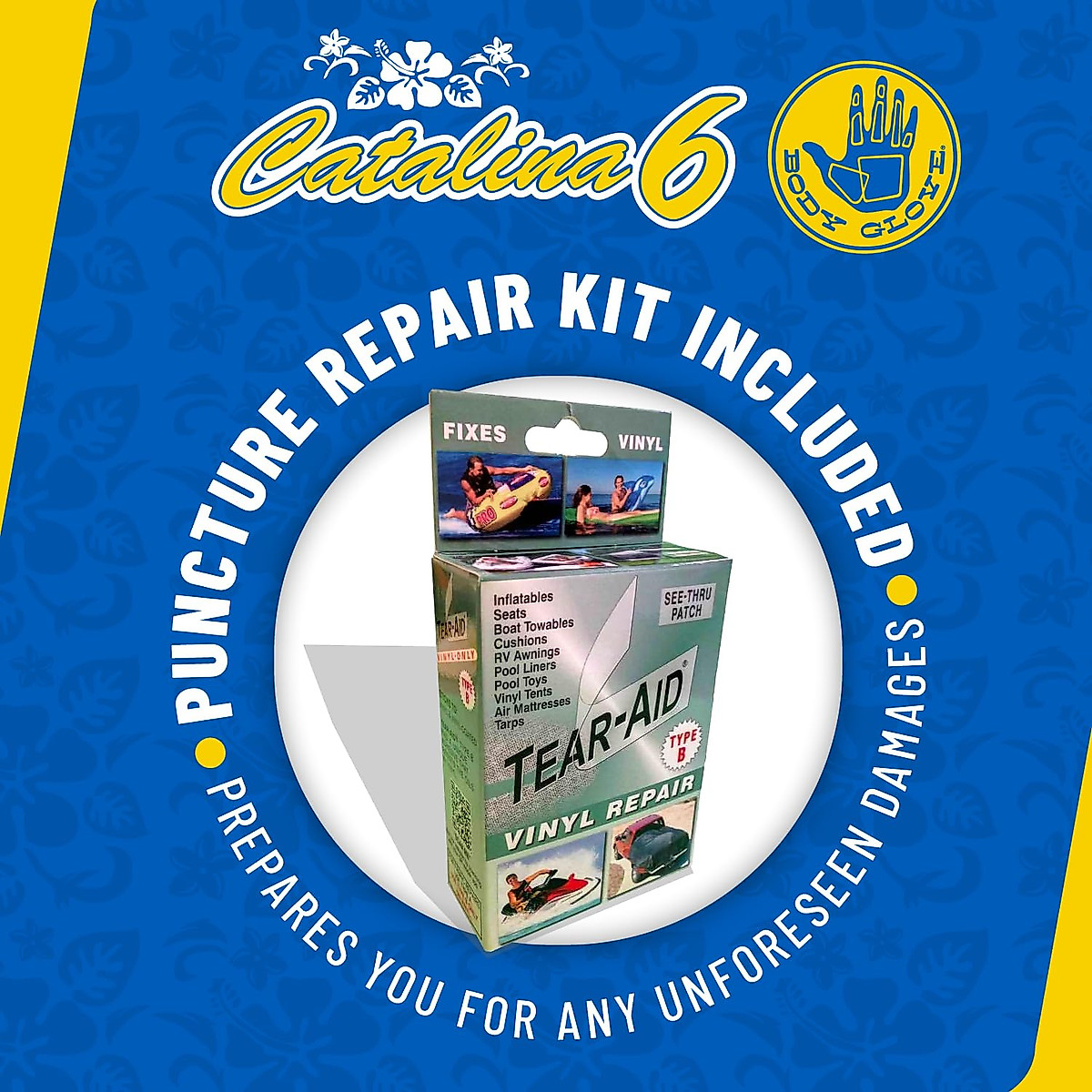 Body Glove Catalina Island - Six-Person Inflatable Floating Lounge with Bluetooth Speaker, 2 Coolers & 6 Drink Holders, Mesh Cooling Zone, Anchor System, Leisure Lake Relaxation