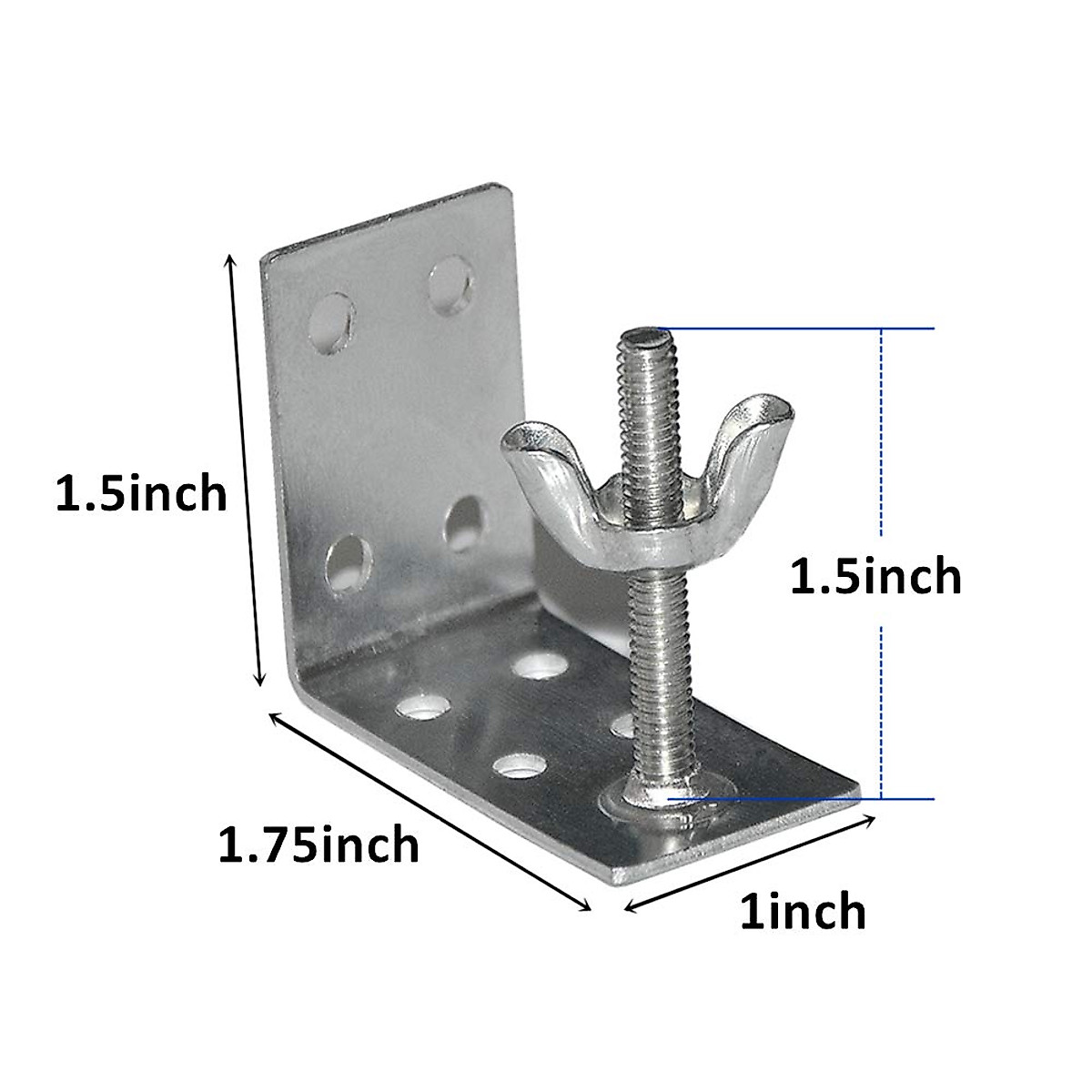 2pcs Mounting L Bracket and wingnut for Woven Wood or Bamboo Shade Universal Design for Inside, Ceiling or Wall Mount Roman Fold Shade