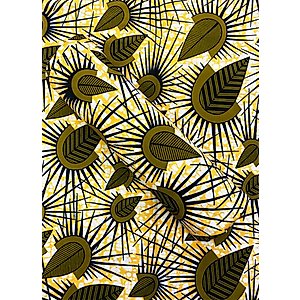 High End Wrapper Design- Cream, White, Tangerine-Orange, Brown,Olive-Green, African Wax Print Fabrics- Sell for 6 Yards- 100% Cotton