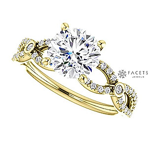 FACETS JEWELS 2.35 TCW Colorless Round Cut Moissanite Diamond Side Stone Engagement And Wedding Ring For Woman Valentine Gift