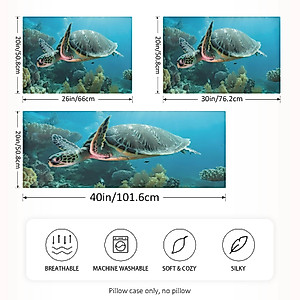 KEEPREAL Sea Turtle Satin Pillowcase for Hair and Skin Silk Pillowcase - Satin Pillow Covers with Envelope Closure, Queen Size(20x30 inches)